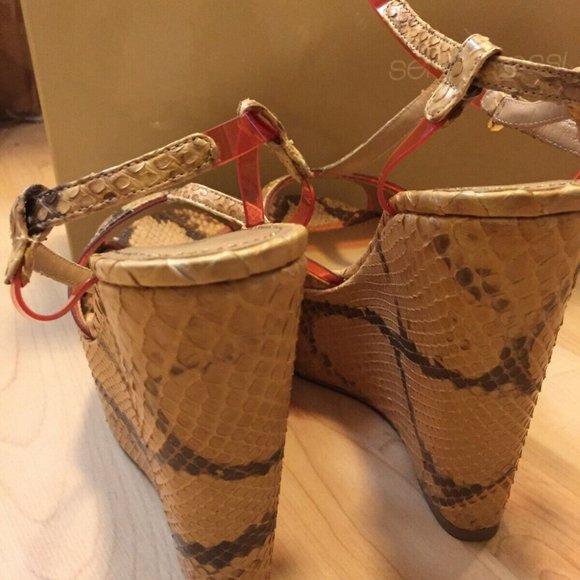 Sergio Rossi | Shoes | New In Box Sergio Rossi Natural Tan Python Snake ...